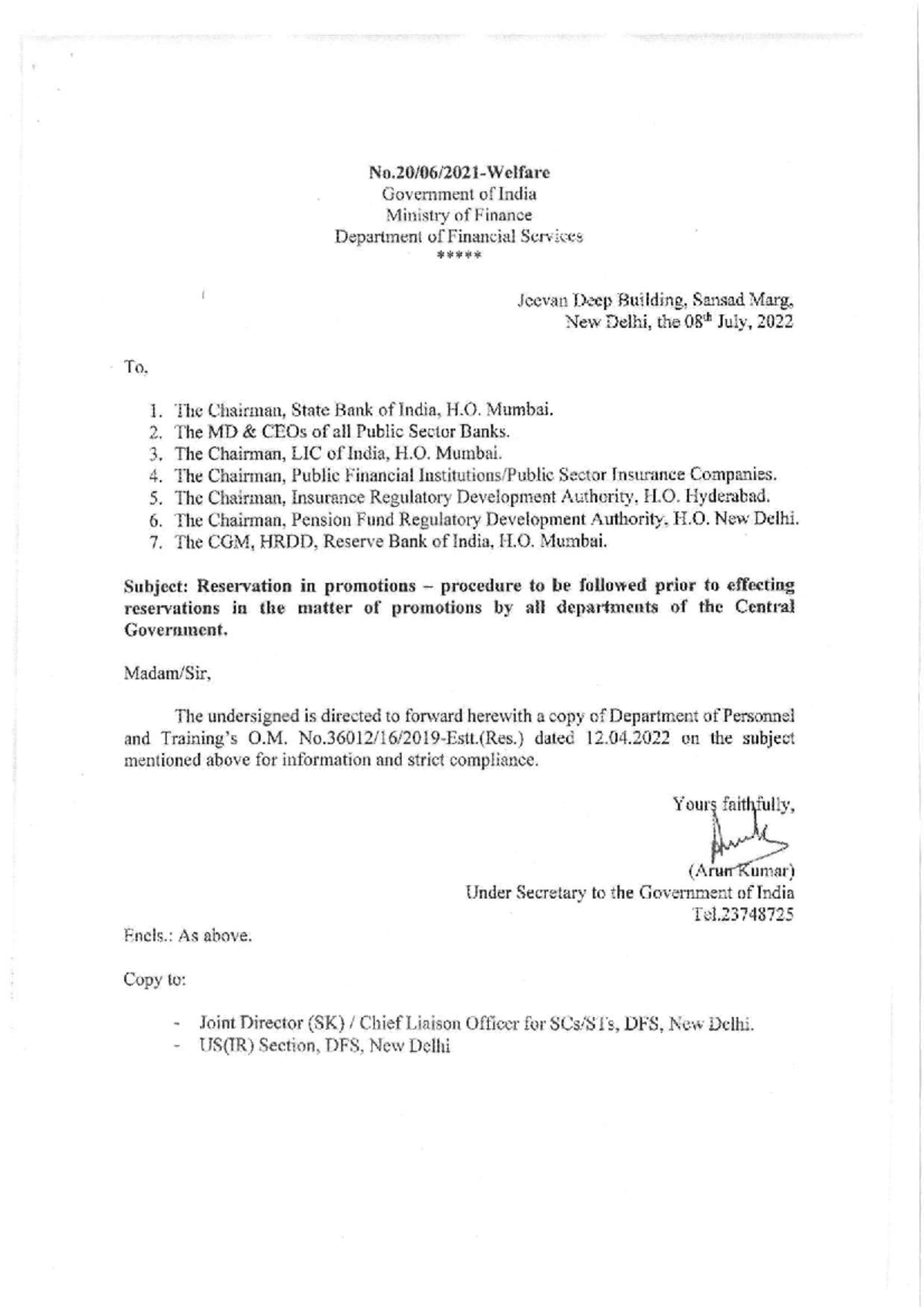 Circulars Welfare 6 - Government of India Ministry of Finance ...