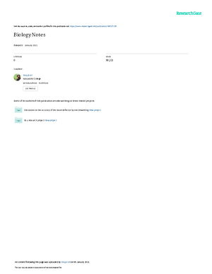 [1405]Unit 1- Cell biology summary notes - Cell Biology Summary Notes 2 ...