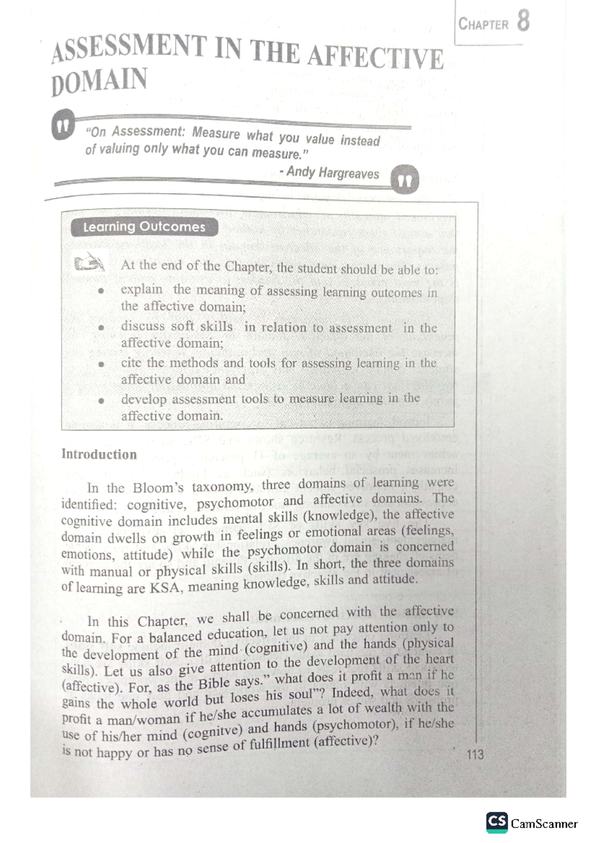 Assessment in the Affective Domain - Education - Studocu