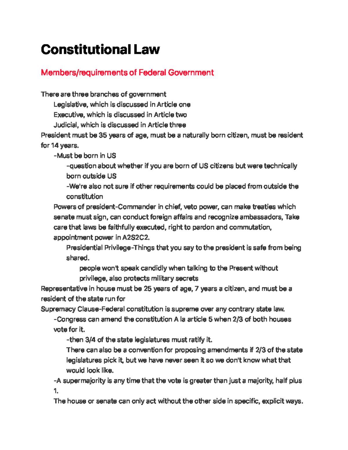 Constitutional Law - outline - C o n s t i t u t i o n a l L aw M e m b ...
