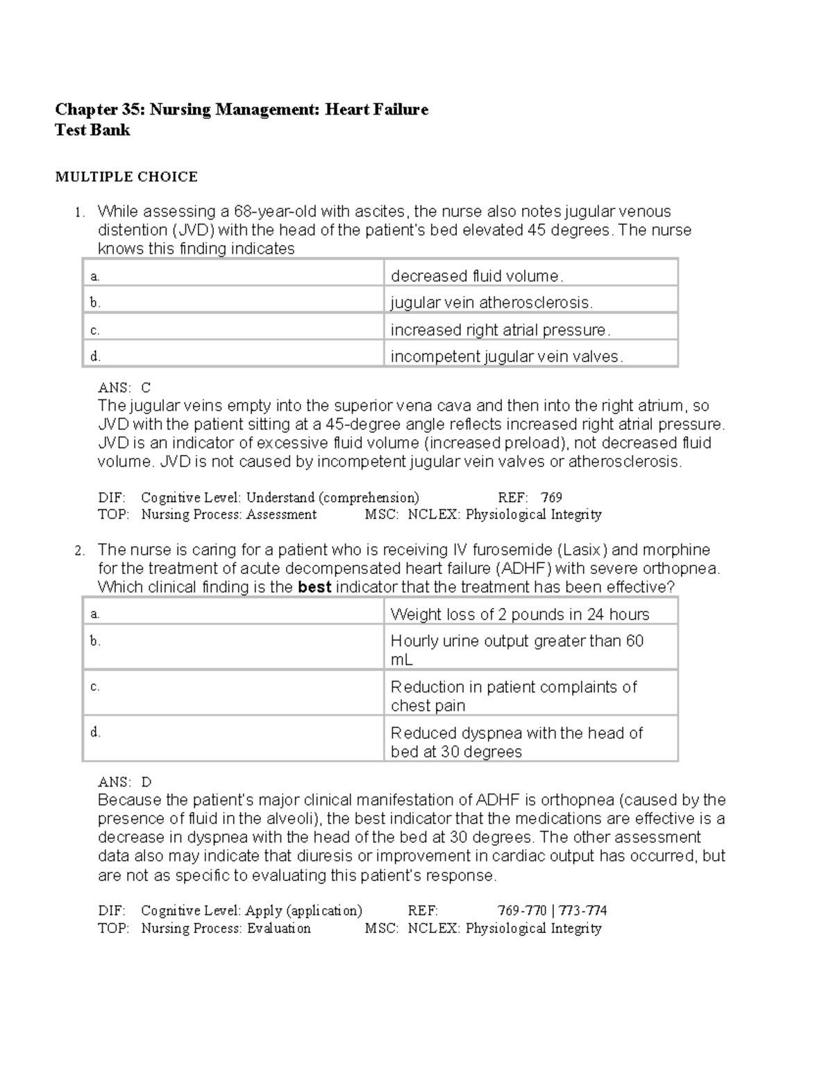 Heart failure - lecture notes - Chapter 35: Nursing Management: Heart ...