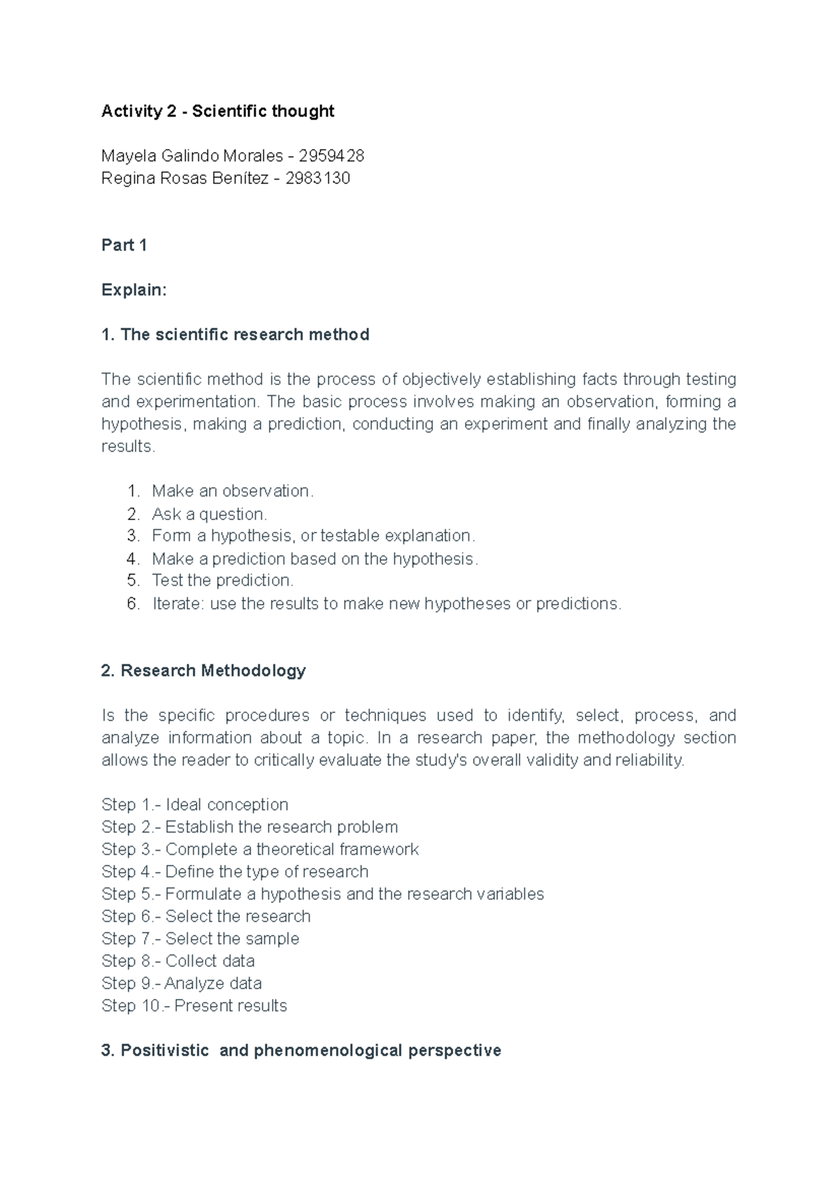 Activity 2 - Scientific thought - Activity 2 - Scientific thought ...