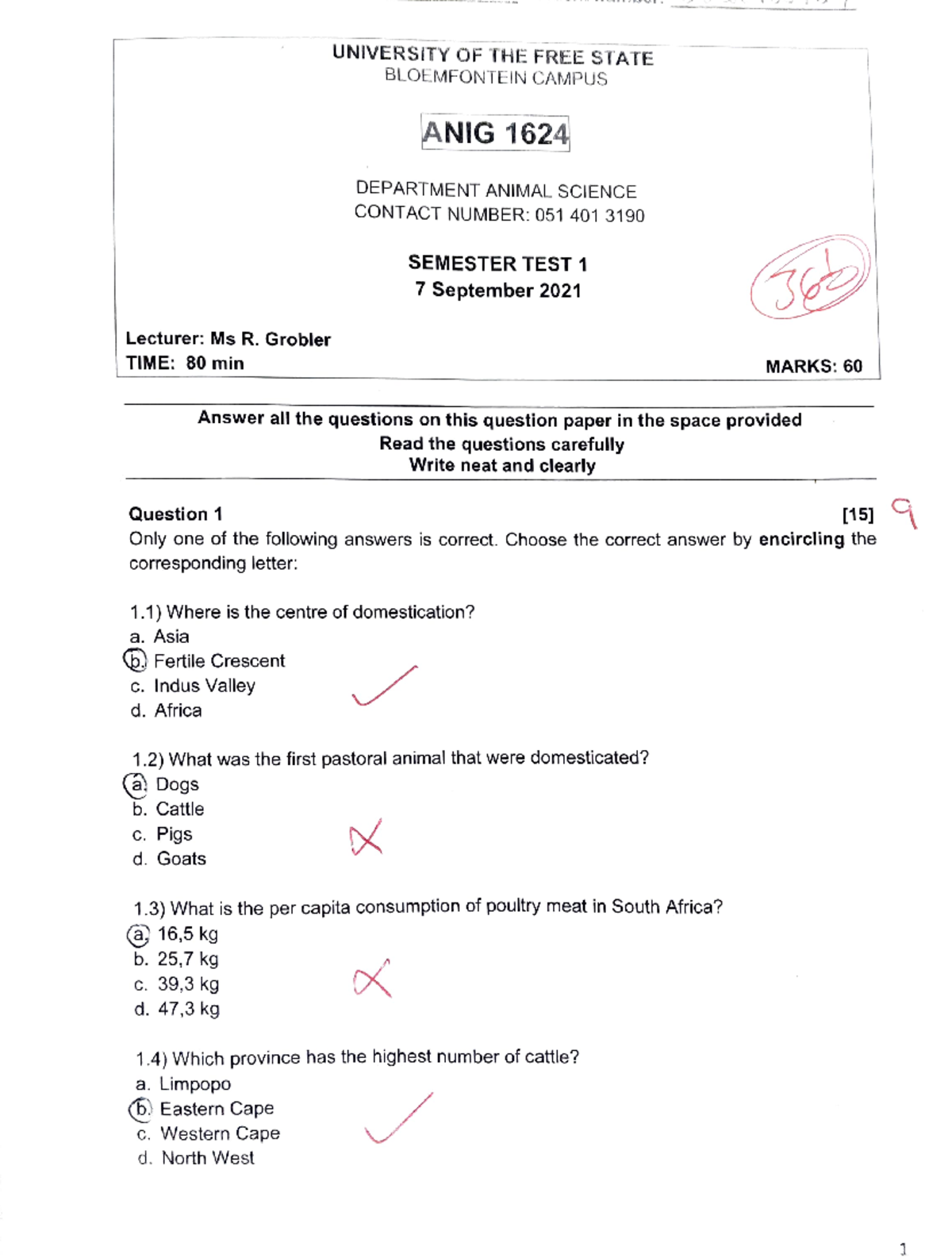 Anig test 2 - study - .- ####### UNIVERSITY OF THE FREE STATE ...