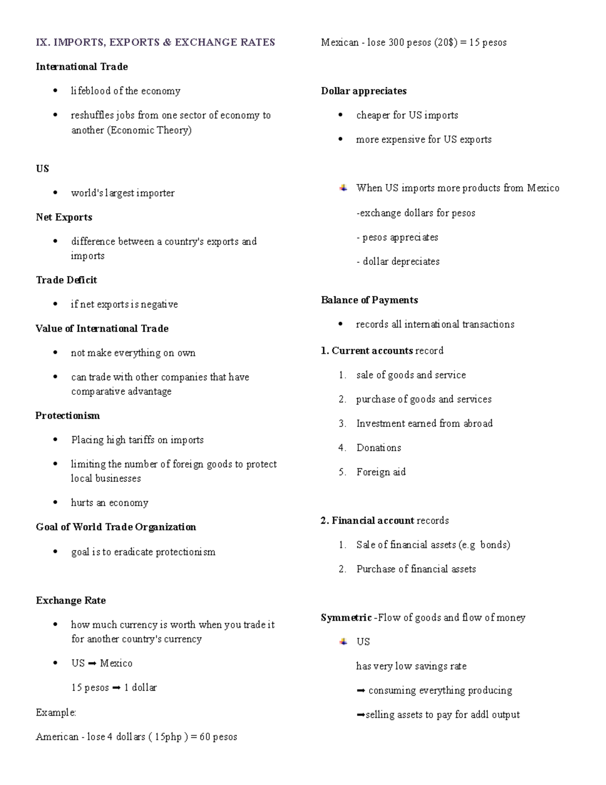 IX. Imports, Exports & Exchange Rates - IX. IMPORTS, EXPORTS & EXCHANGE ...