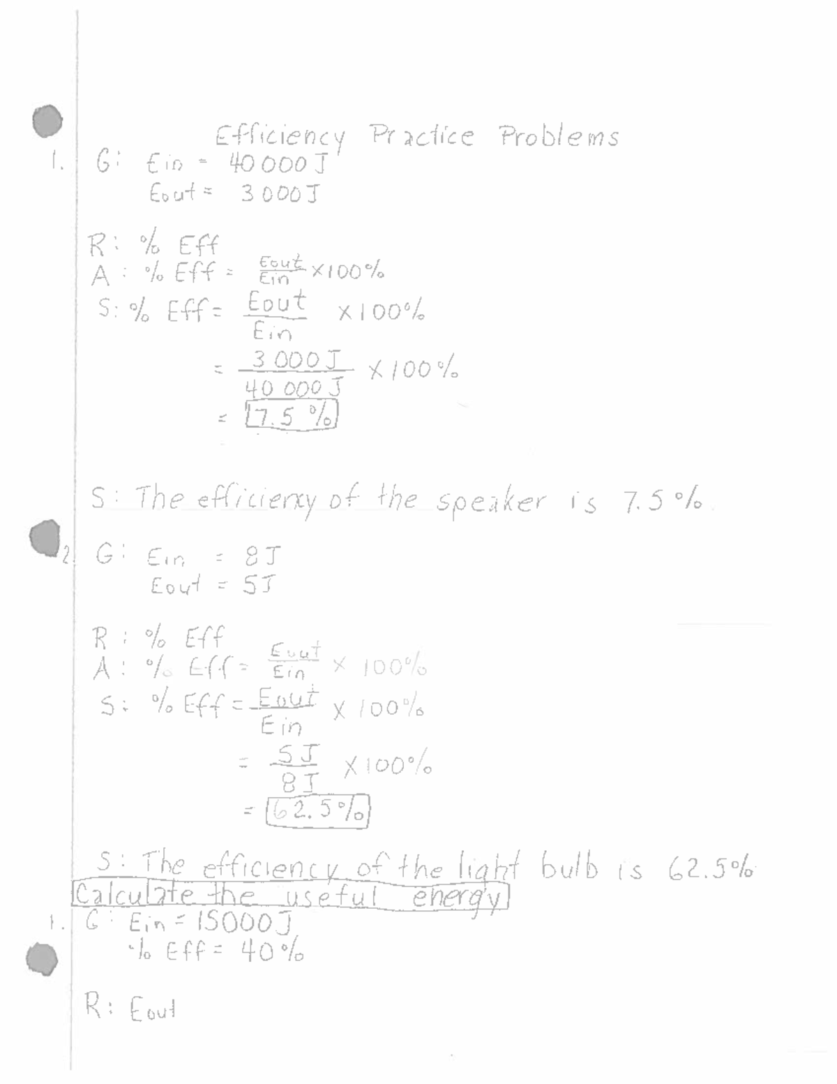 Efficiency Practice Problems Answer Key - Studocu