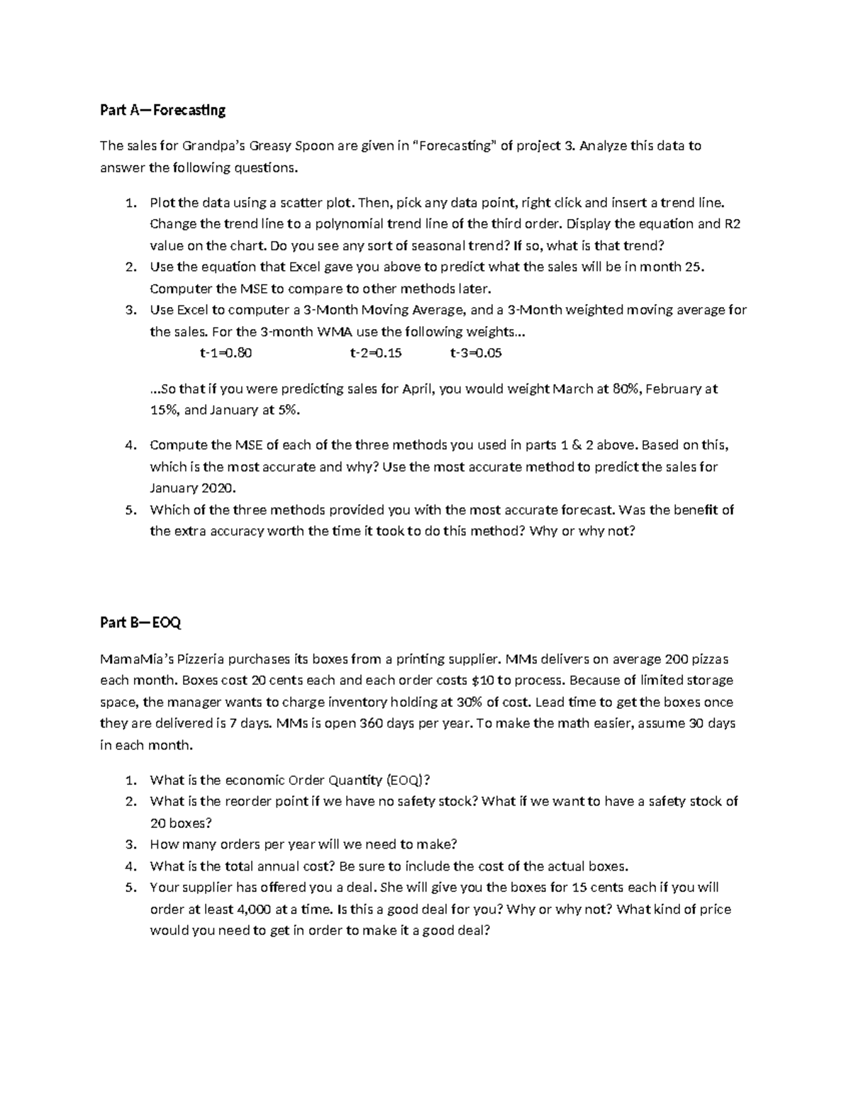 Assignment DS - Question and answer - Part A—Forecasting The sales for ...