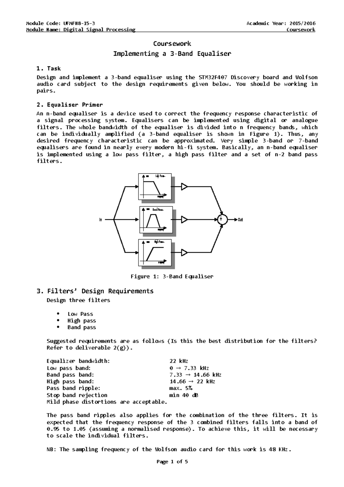 DSP Assignment Spec - Module Code: UFMFH8-15-3 Module Name: Digital ...
