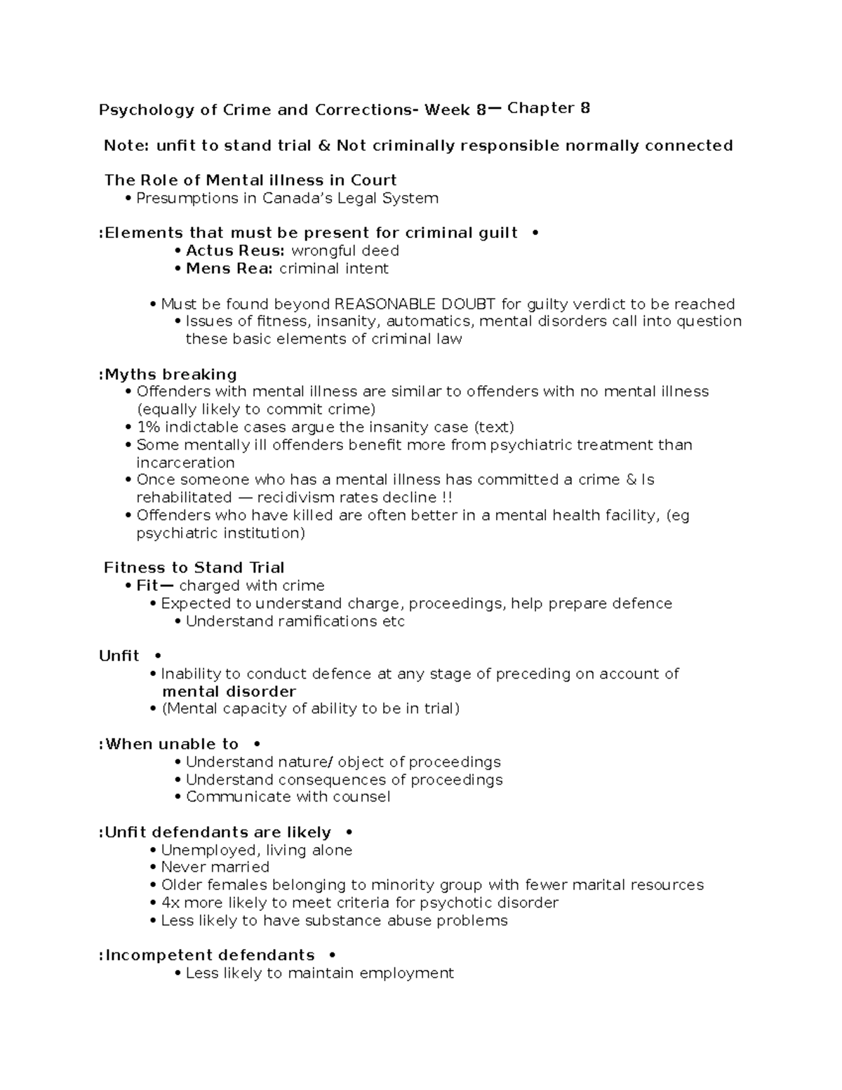 PSY 2032- Midterm 2 - Psychology of Crime and Corrections- Week 8 ...