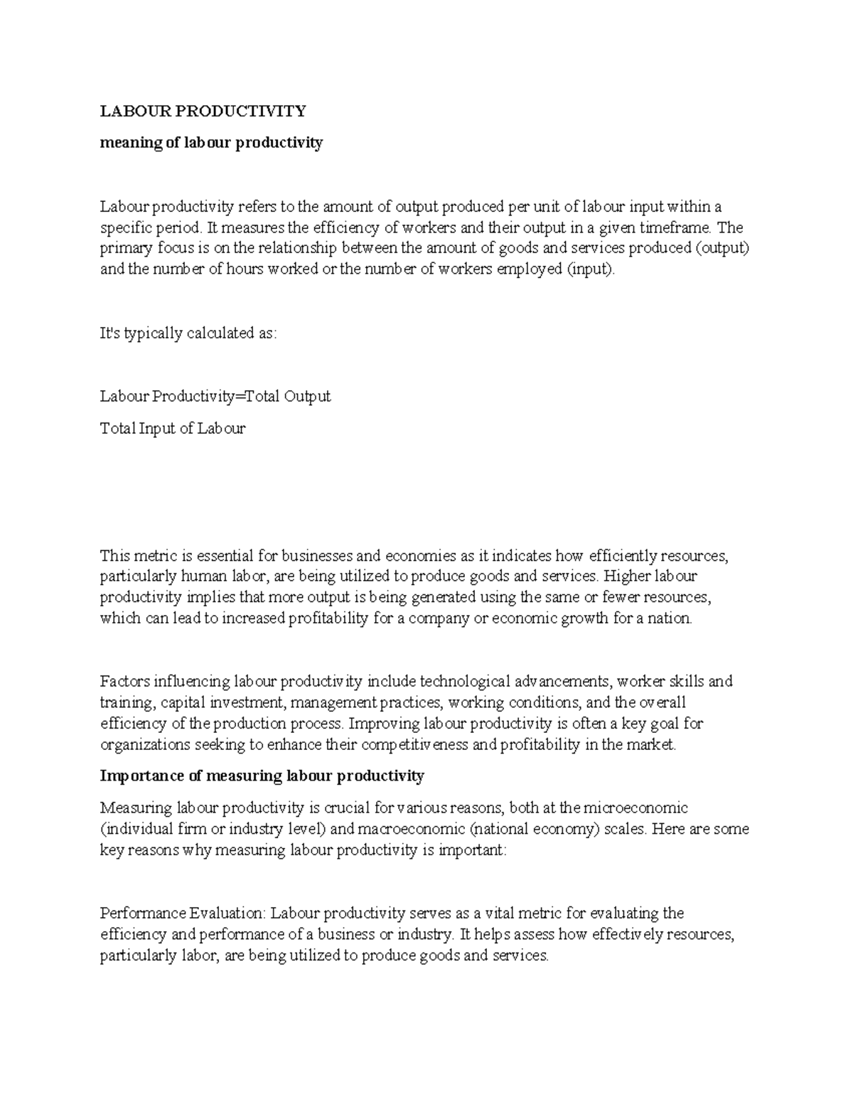 Labour Productivity - LABOUR PRODUCTIVITY meaning of labour ...