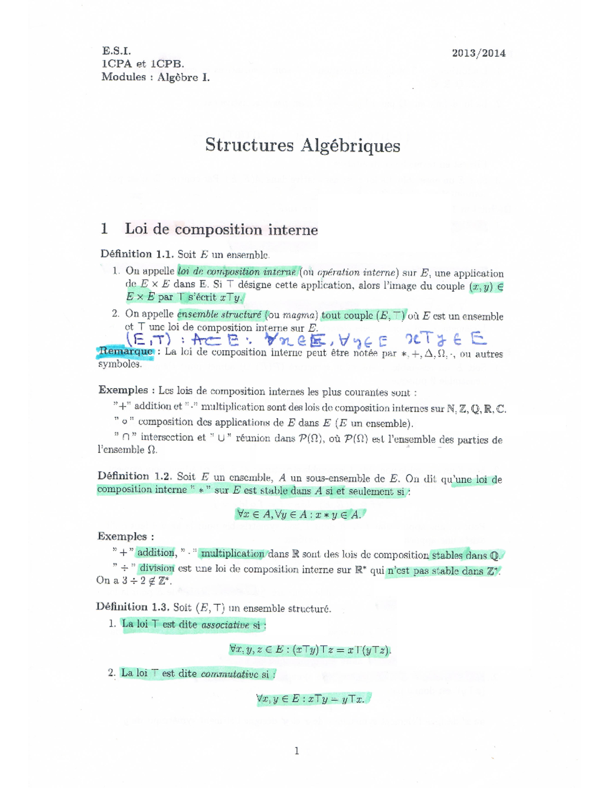 Chap2 Structure Algebrique - Mathématiques - Studocu