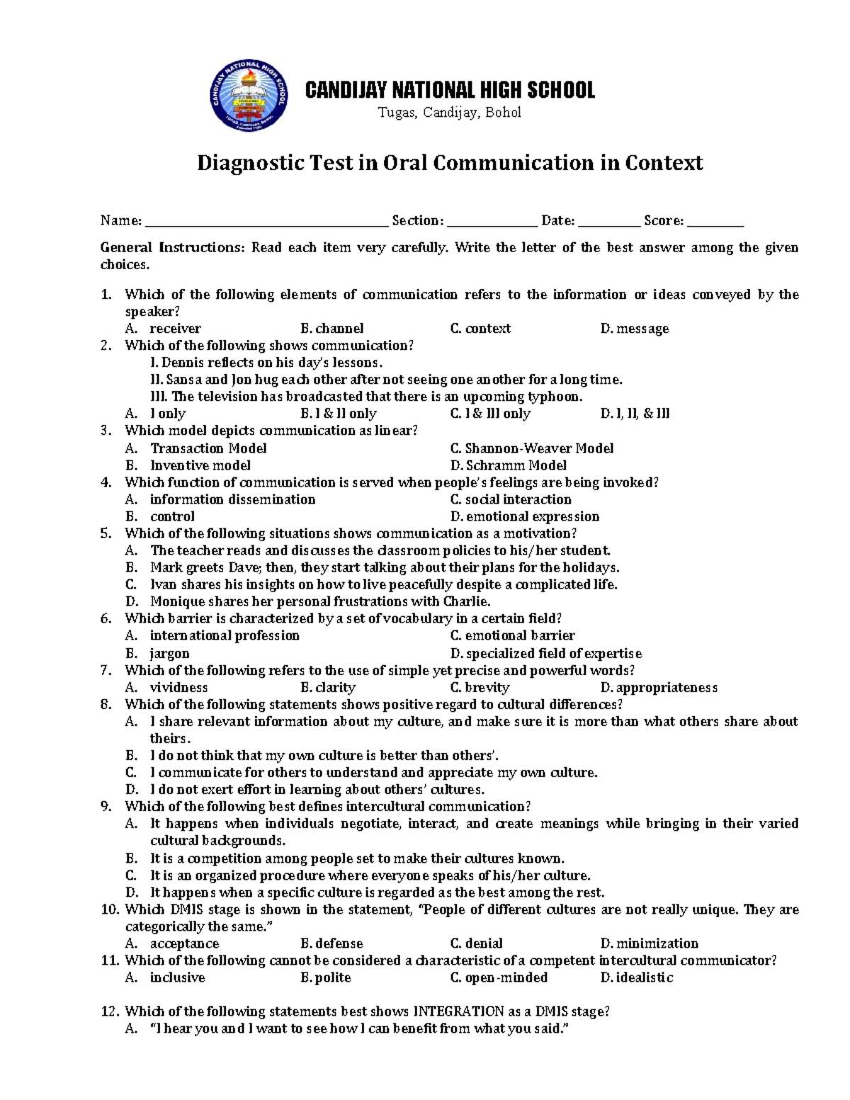 Pdfcoffee - From pdf coffee - CANDIJAY NATIONAL HIGH SCHOOL Tugas ...