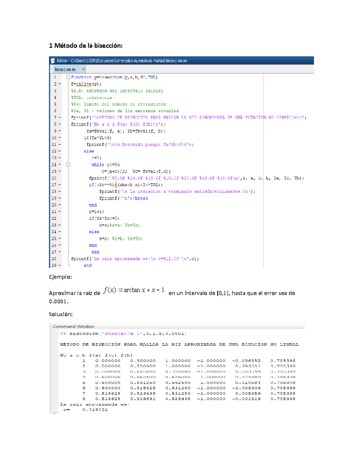 Matlab metodos abiertos y cerrados - Métodos Numéricos - 1 Método de la ...
