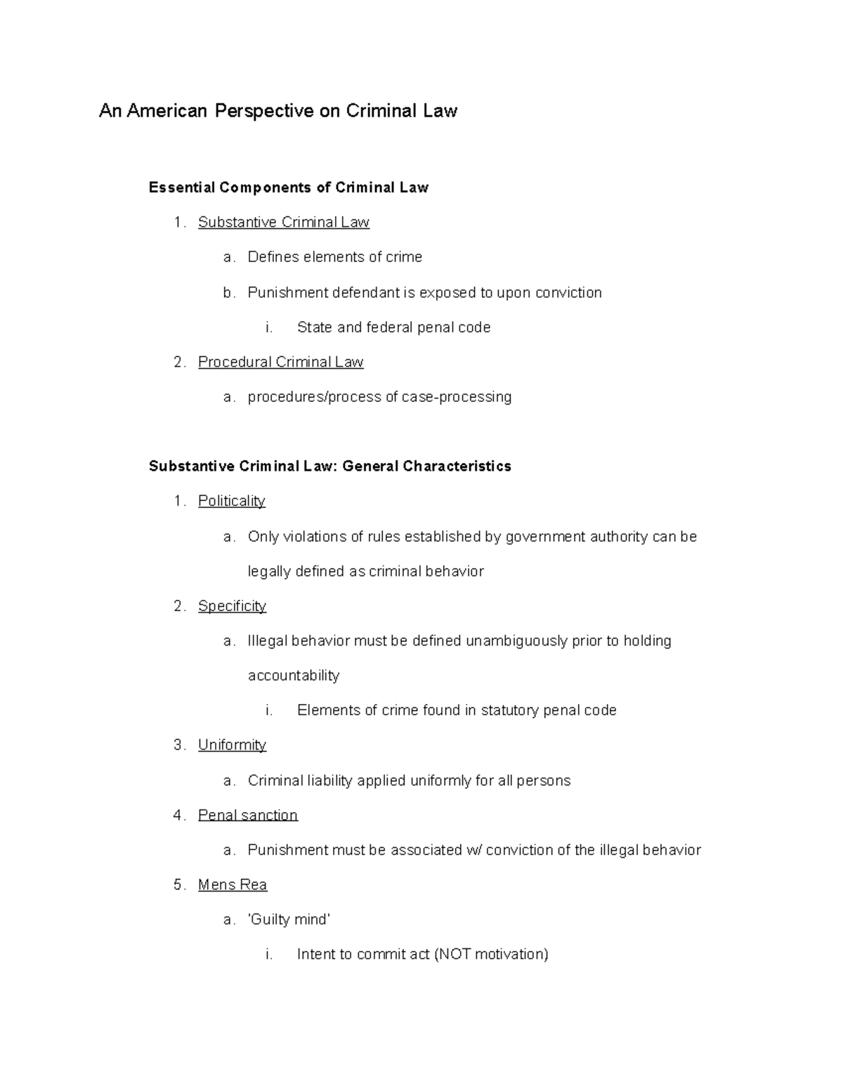 CCJS Lesson 3 - Lecture notes 3 - An American Perspective on Criminal ...