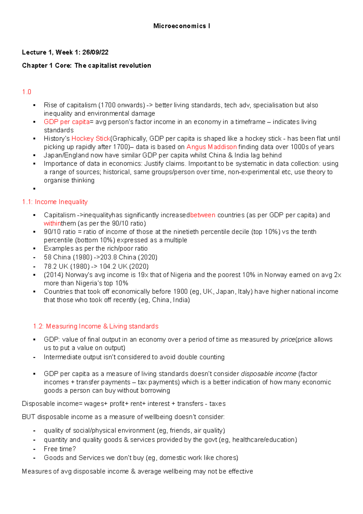 Microeconomics notes - Microeconomics I Lecture 1, Week 1: 26/09 ...