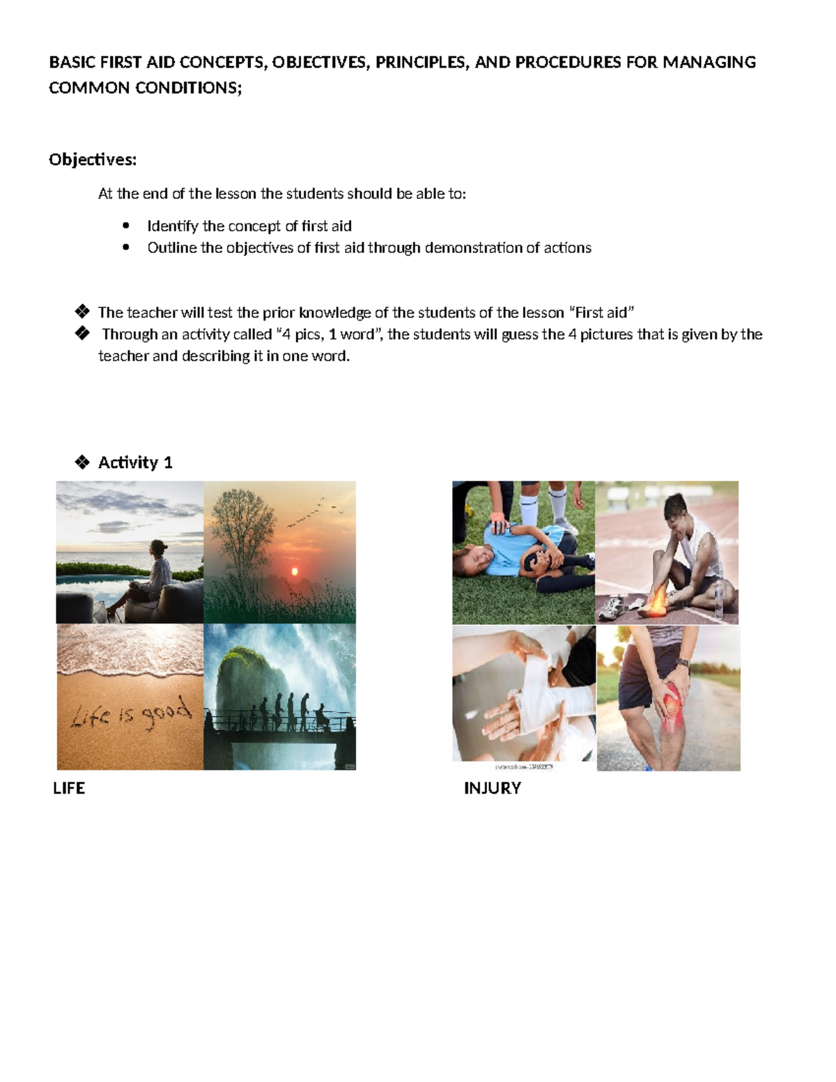 Basic First AID Concepts - BASIC FIRST AID CONCEPTS, OBJECTIVES ...