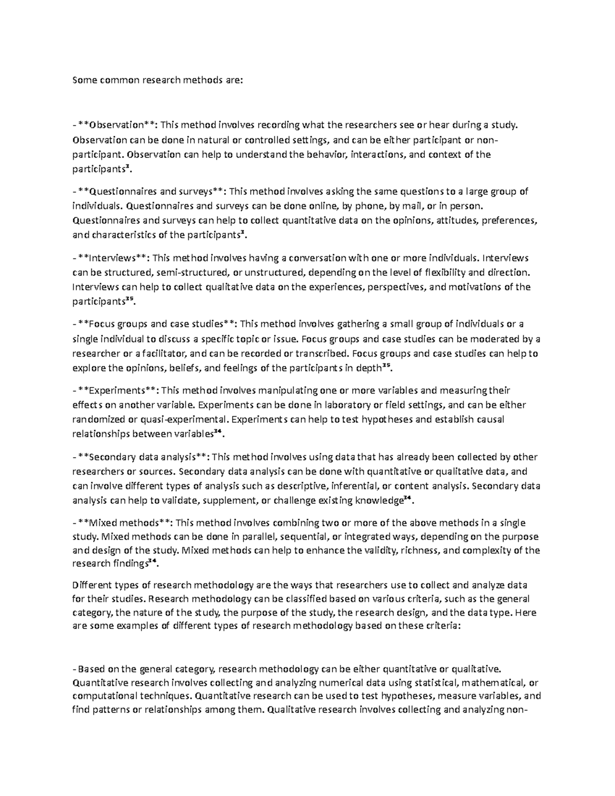 Research methods questions - Some common research methods are ...