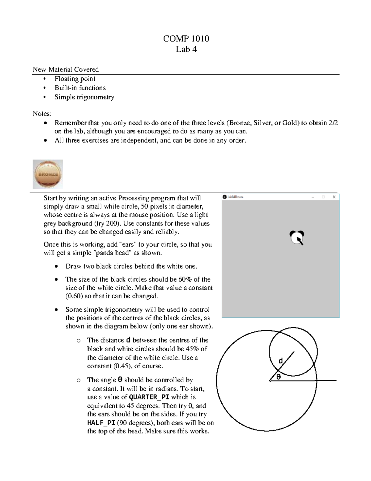 Lab04 - Lab 04 for fall 2018 - COMP 1010 Lab 4 New Material Covered Floating point functions ...