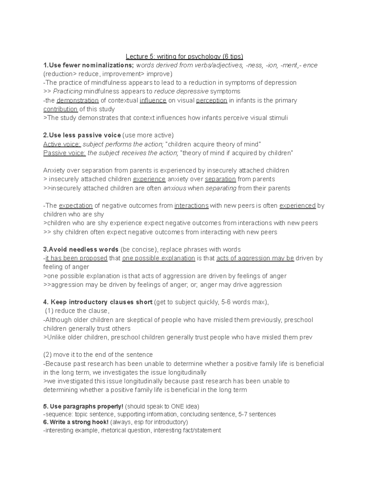 Psych 211 final exam cheat sheets (lecture 5-11) - Lecture 5: writing ...