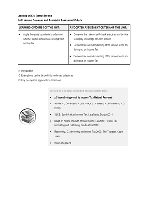 Learning Unit 1 General Overview on Income Tax - explain how income tax ...