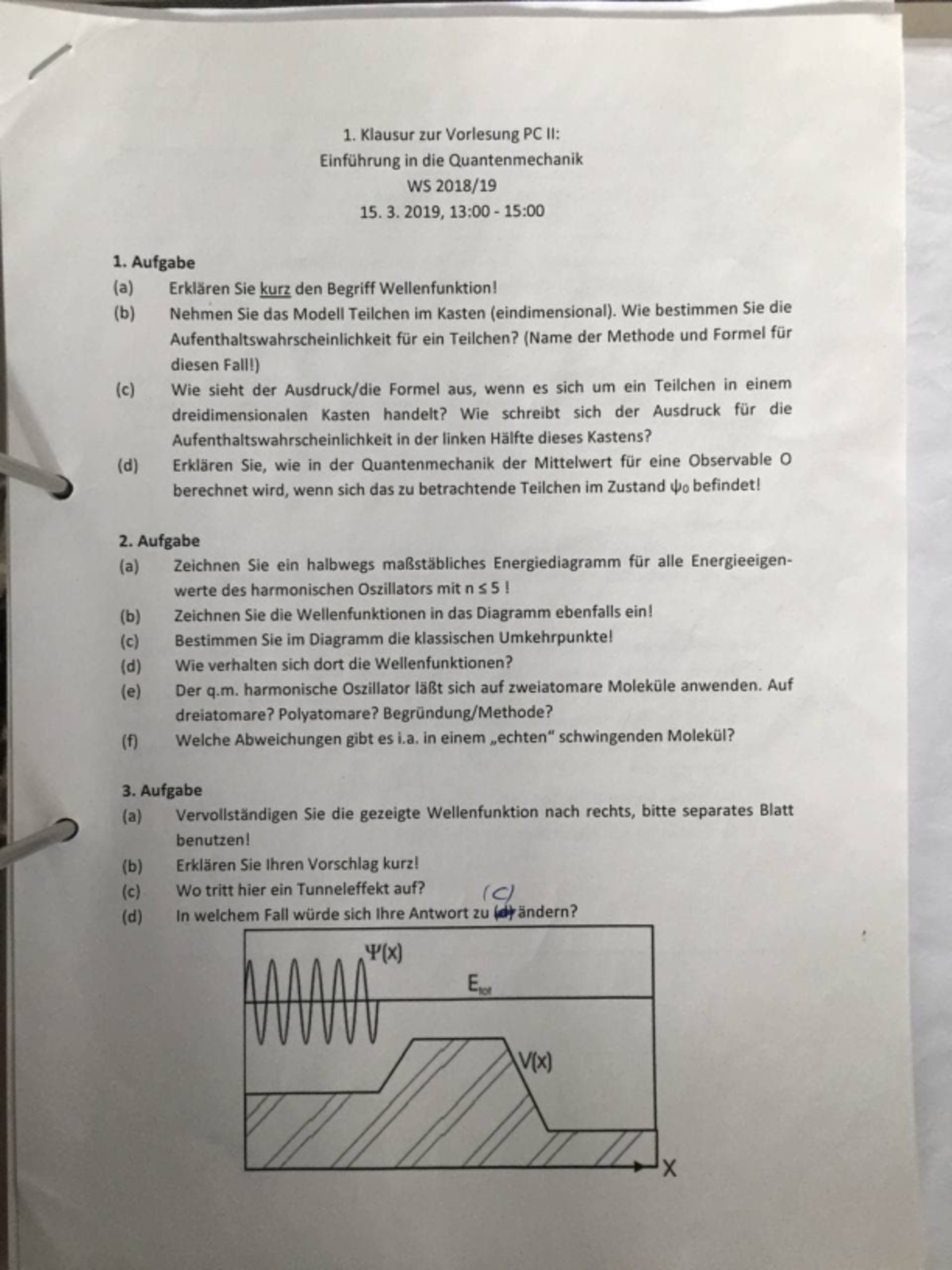 klausur physikalische chemie - Physikalische Chemie I - Studocu