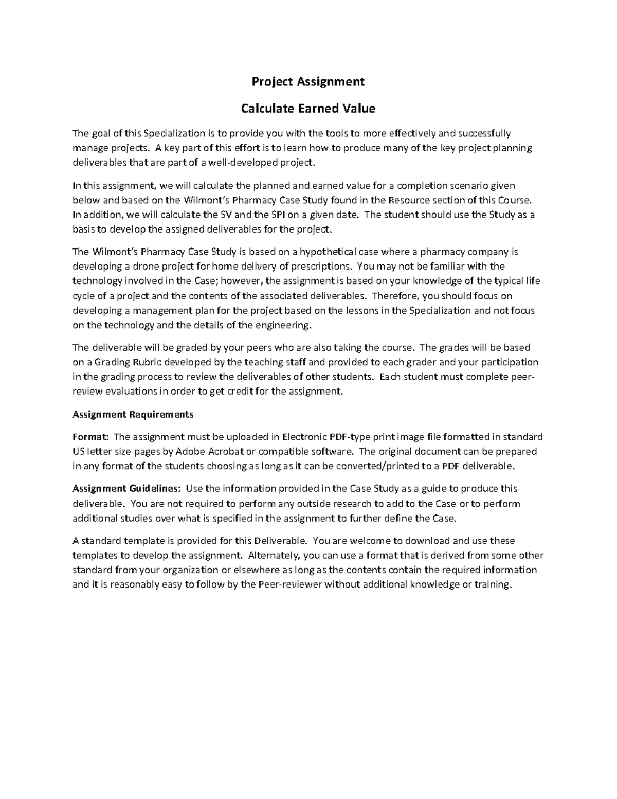 Calculate Earned Value Assignment (C2,M5) - 6th ed - Project Assignment ...