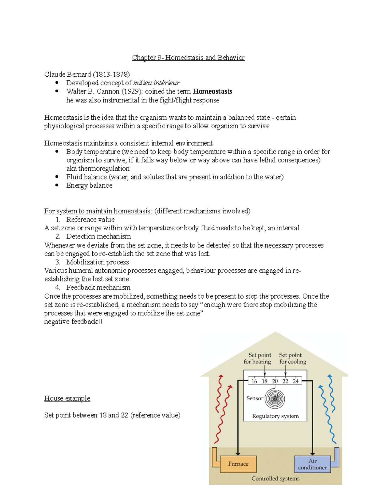 Final exam notes hormones ch 9 - Chapter 9- Homeostasis and Behavior ...