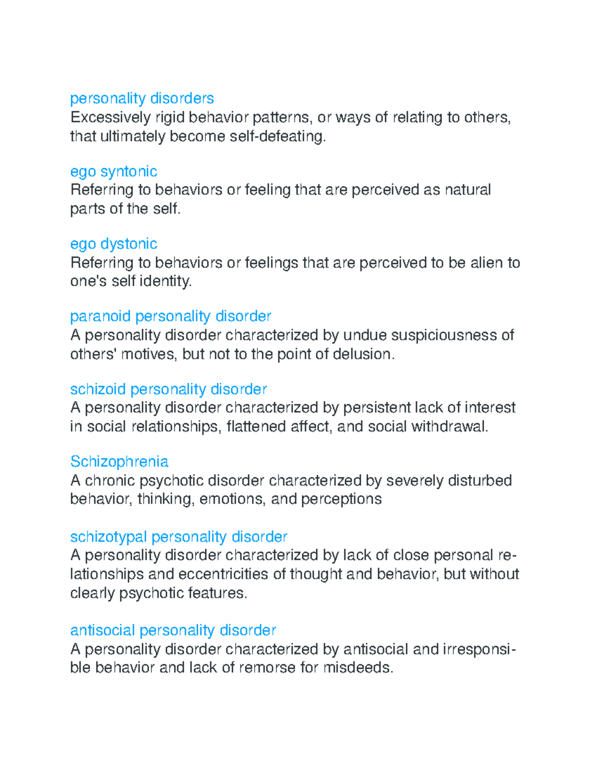 Abnormal Psychology Chapter 12 - personality disorders Excessively ...