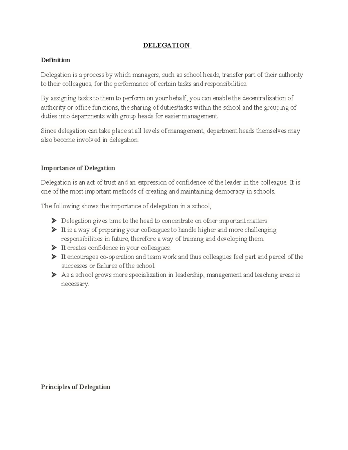 Delegation - DELEGATION Definition Delegation is a process by which ...