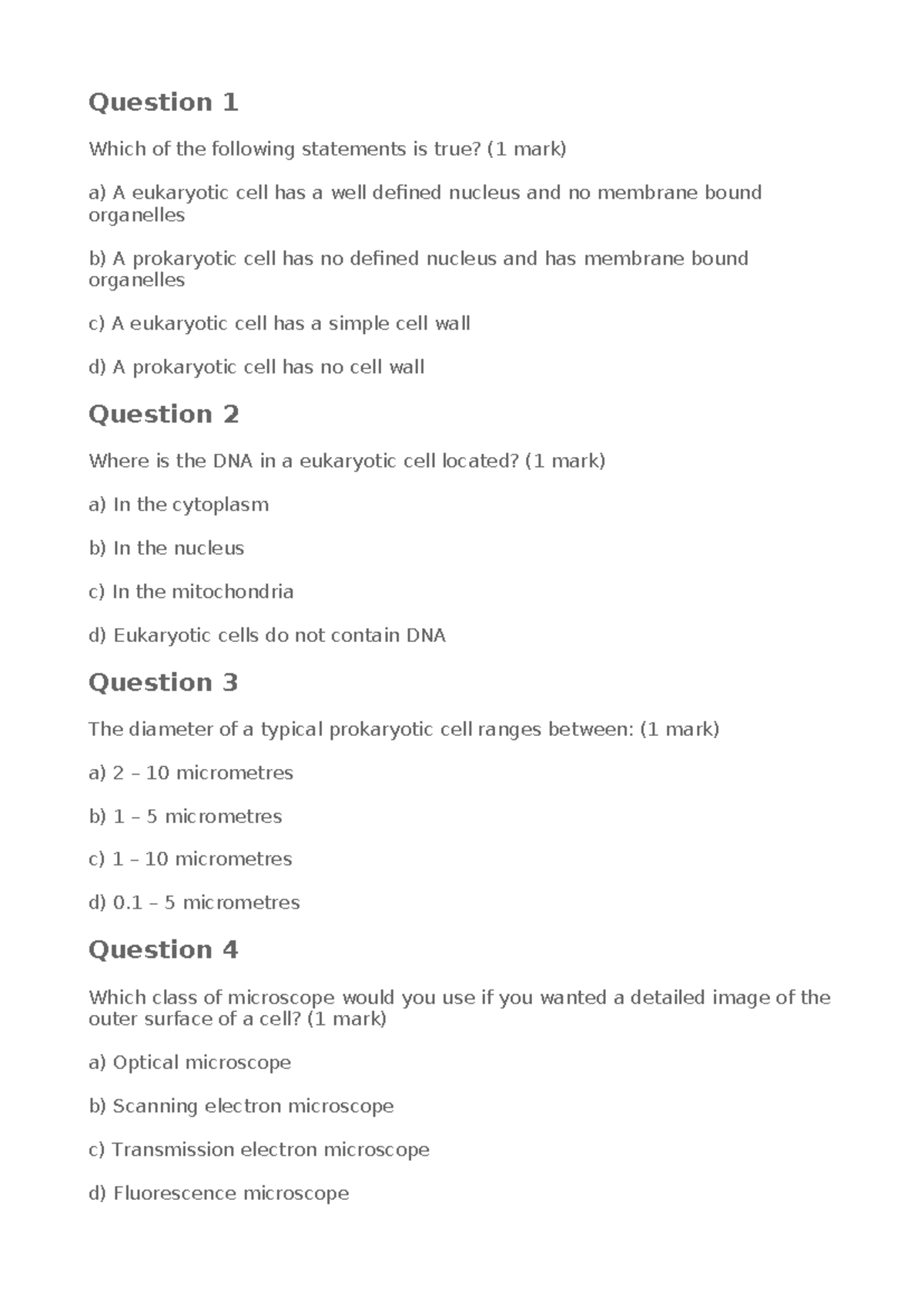 Yr11 Quiz module 1 + 2 - Question 1 Which of the following statements ...