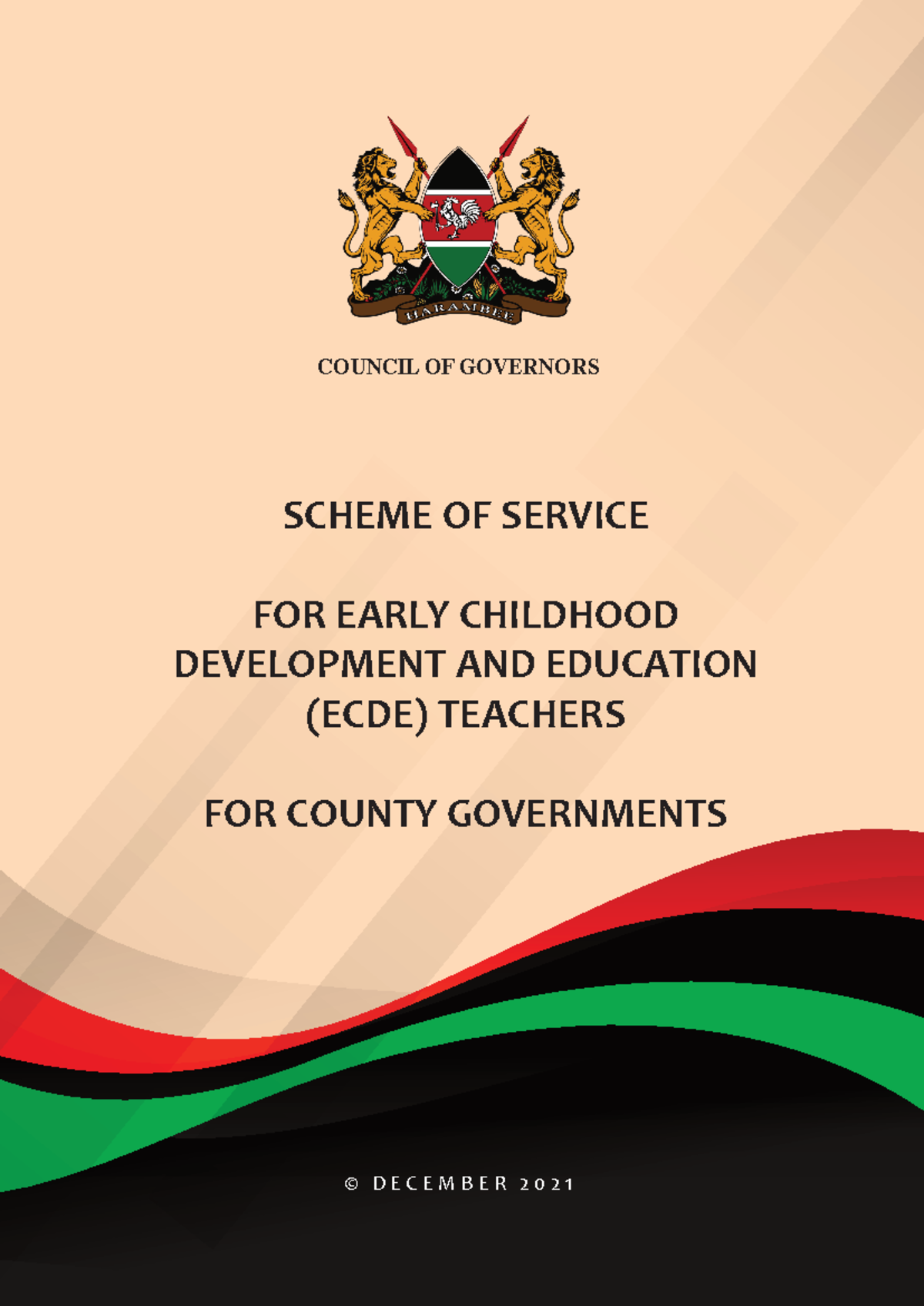 ECDE Teachers Scheme OF Service- JULY 6TH 2022 - SCHEME OF SERVICE FOR ...
