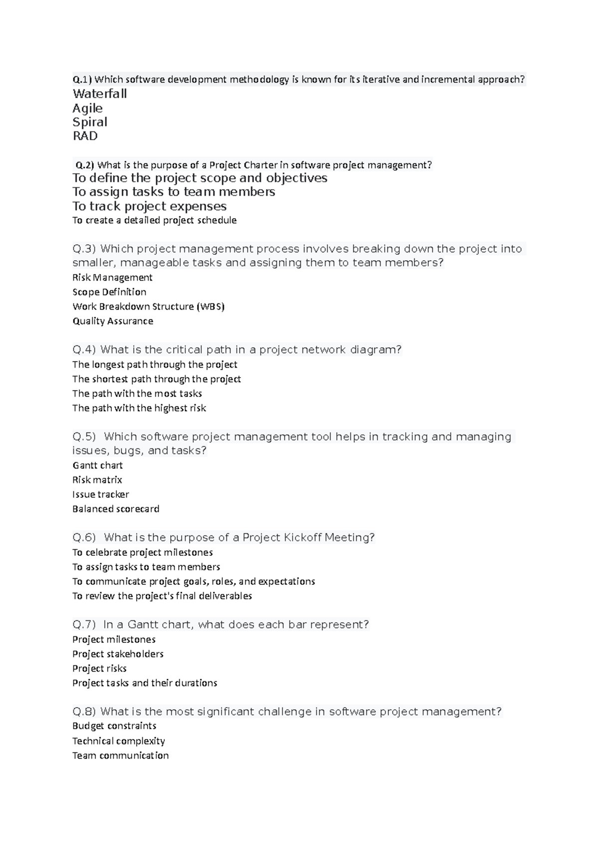 TYCS MCQ Question set - Q) Which software development methodology is ...