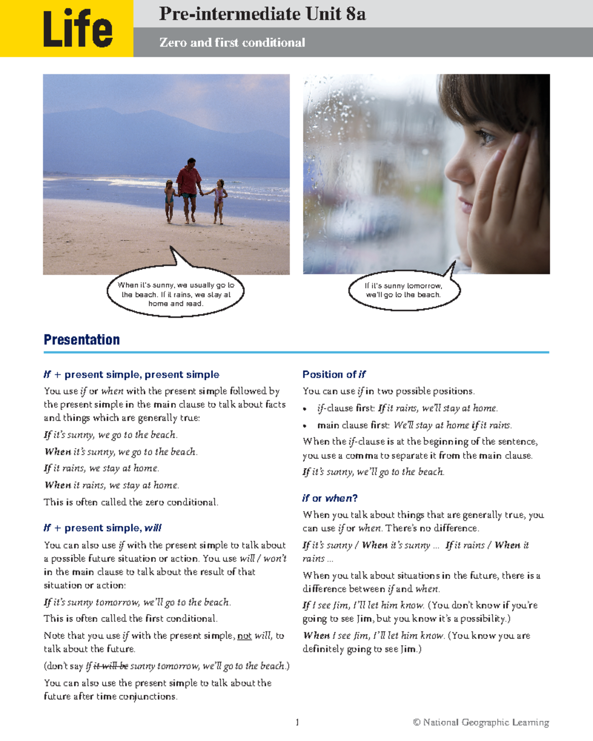 86541 Pre-Intermediate GW 08a - 1 © National Geographic Learning Pre-intermediate Unit 8a Life ...