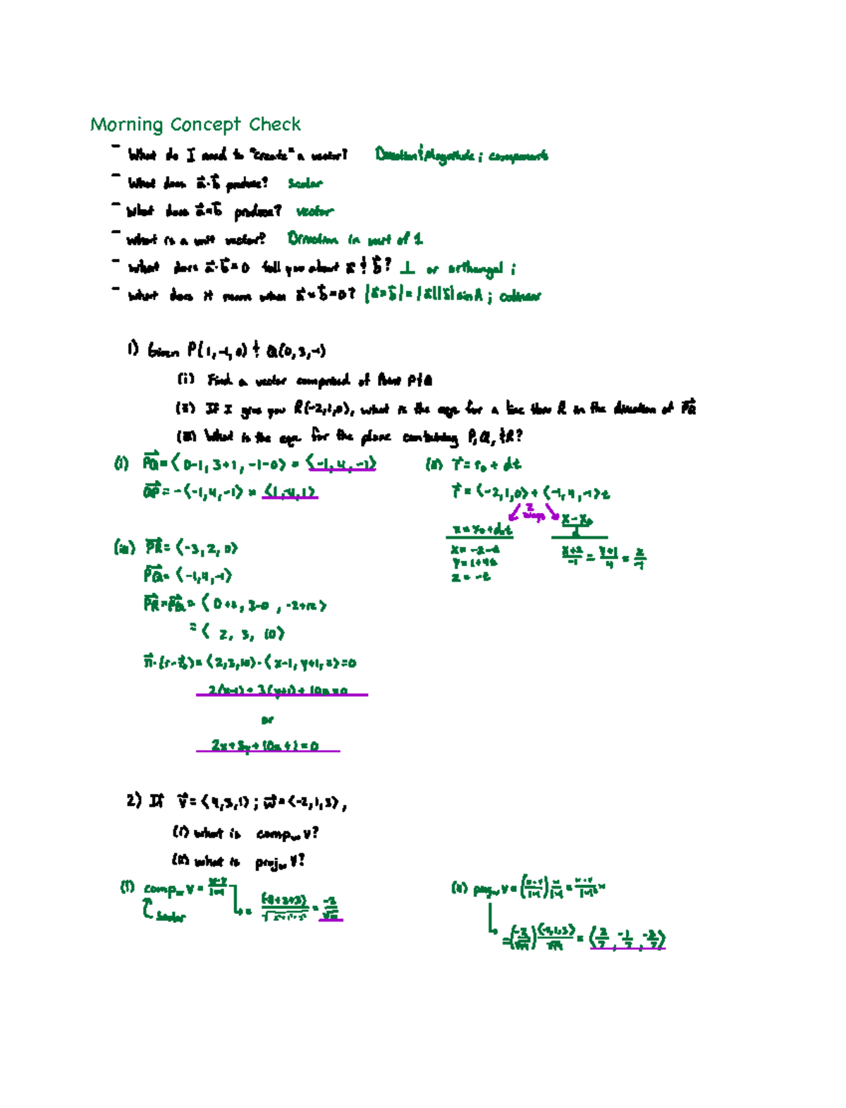 Dis 2 - Lecture notes Nanes - What do I need tocreateavector Direction ...