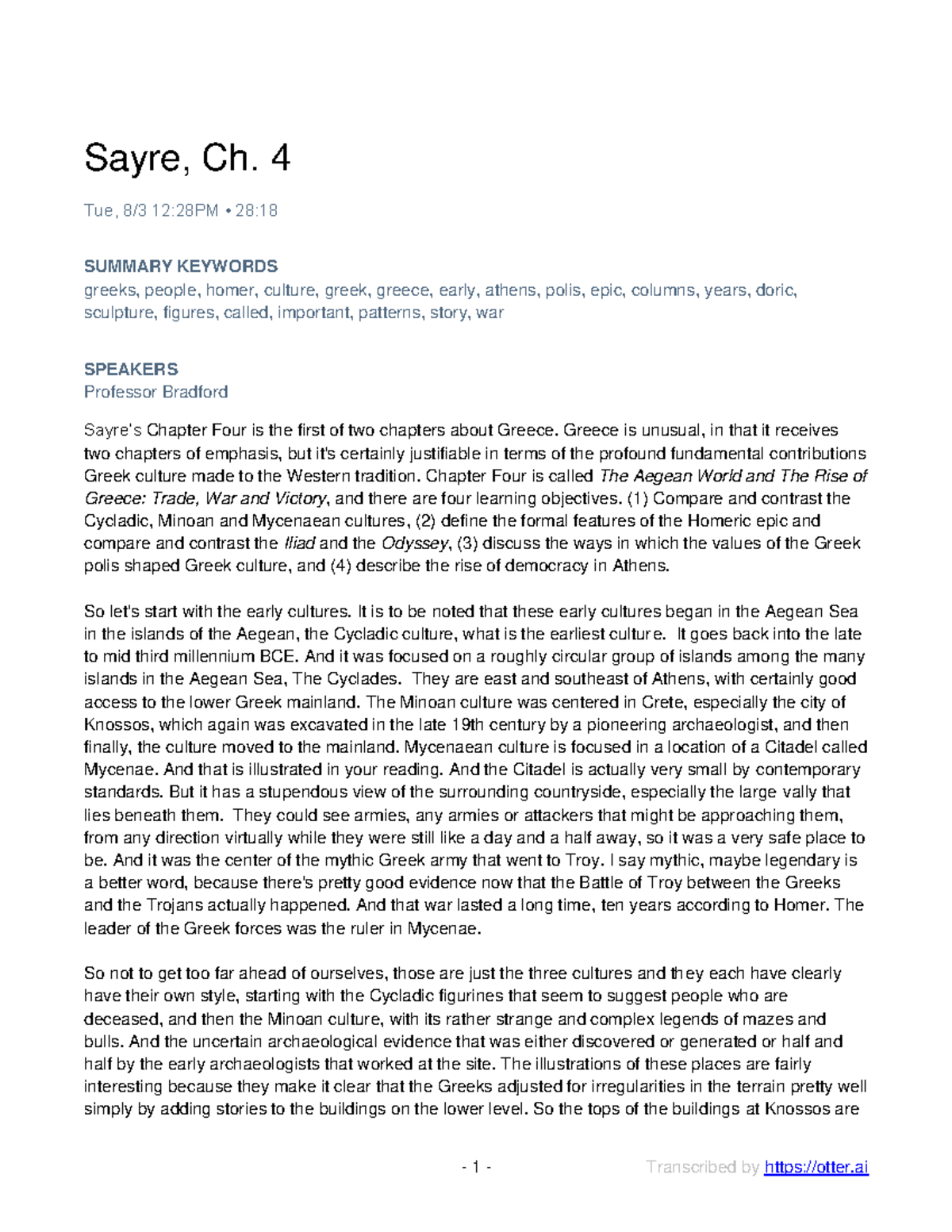 Sayre, Ch. 4REV - Textbook chapter - Sayre, Ch. 4 Tue, 8/3 12:28PM • 28: SUMMARY KEYWORDS greeks ...