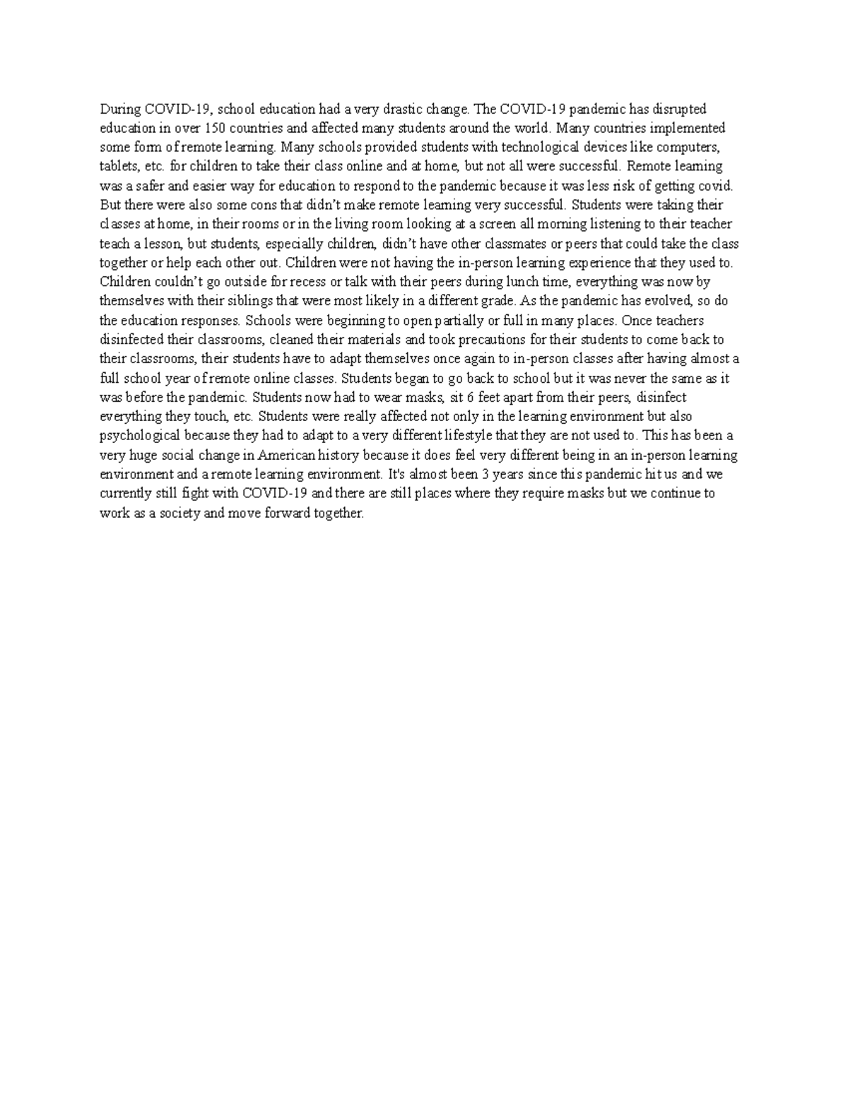 social change work - During COVID-19, school education had a very ...