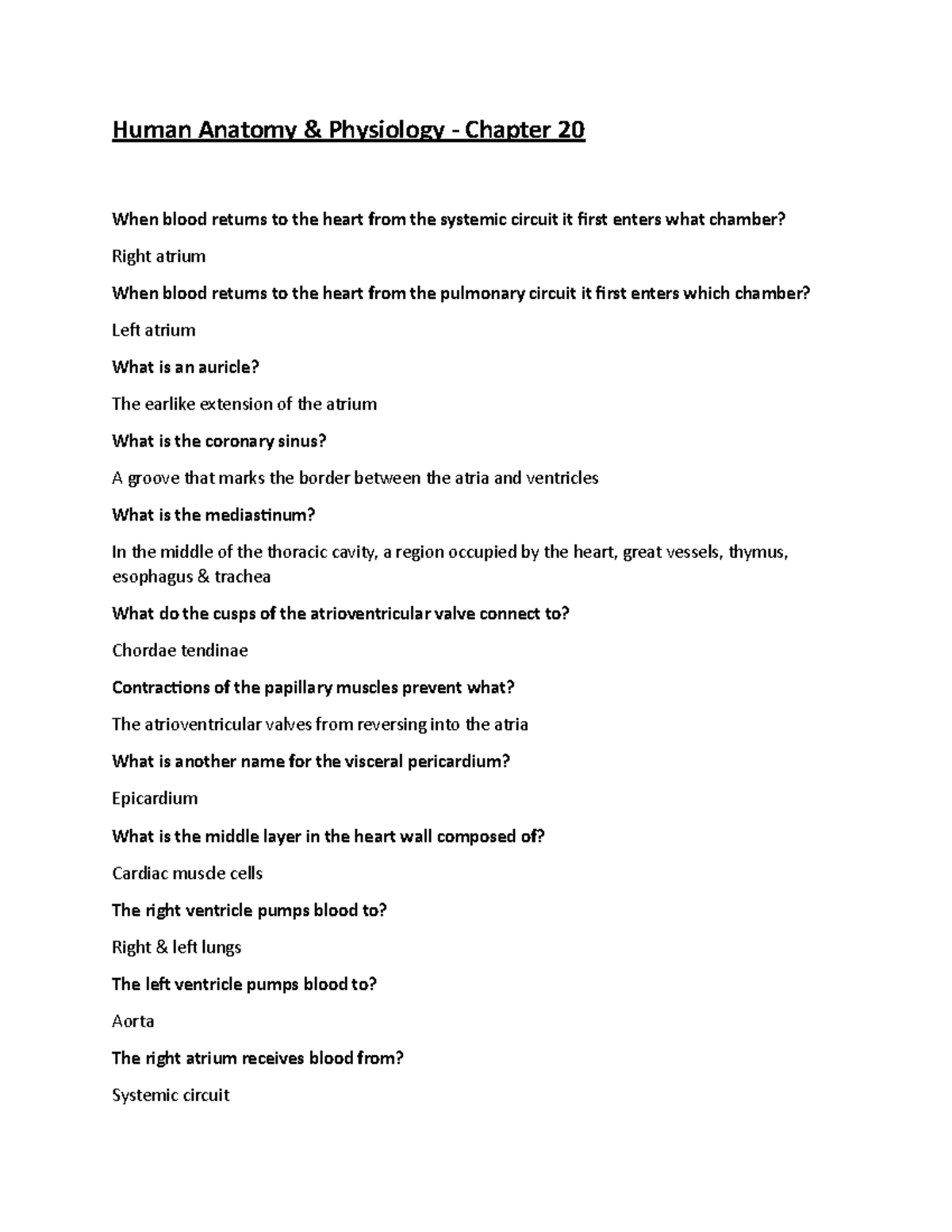 Anatomy And Physiology Chapter 20 Human Anatomy Physiology