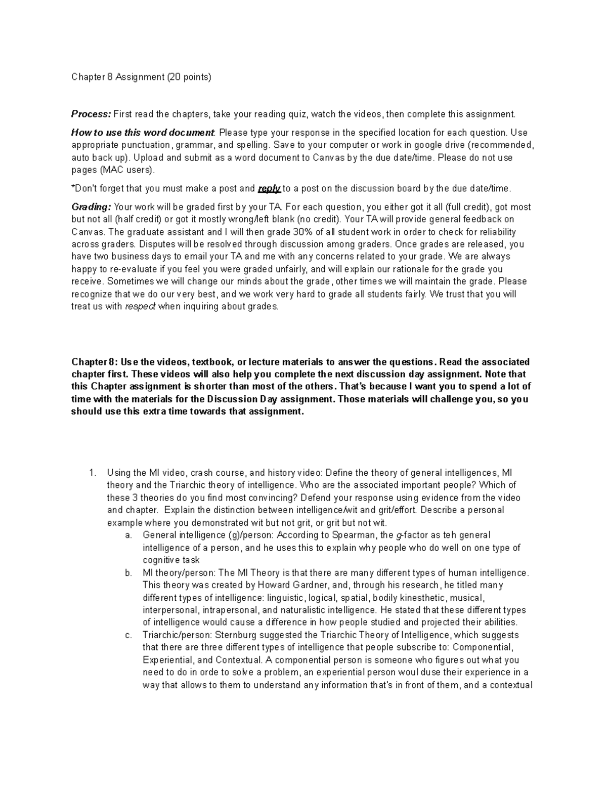 Chapter 8 Assignment - Kondrad - Chapter 8 Assignment (20 points ...