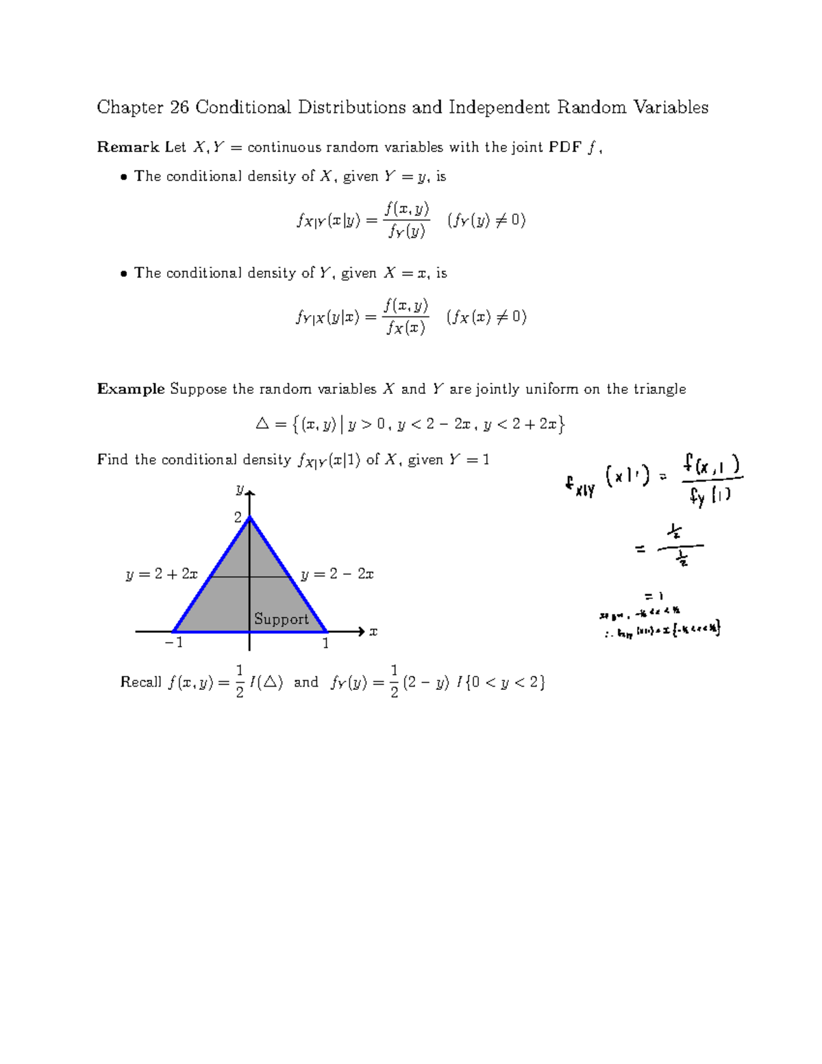 451 26 - notes taken in class - Chapter 26 Conditional Distributions ...