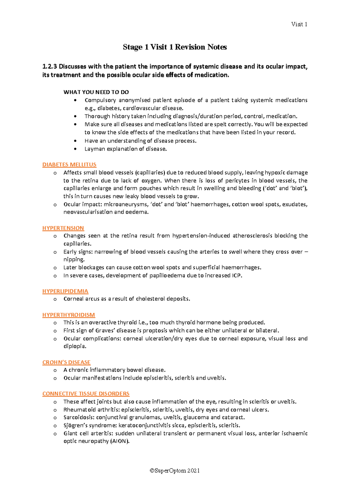 Stage 1 Visit 1 Revision Notes - Stage 1 Visit 1 Revision Notes 1.2 ...
