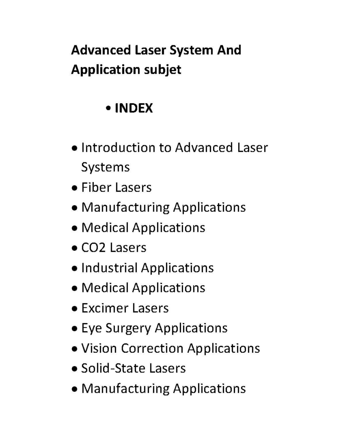 Advanced Laser System And Application subjet notes - Advanced Laser ...