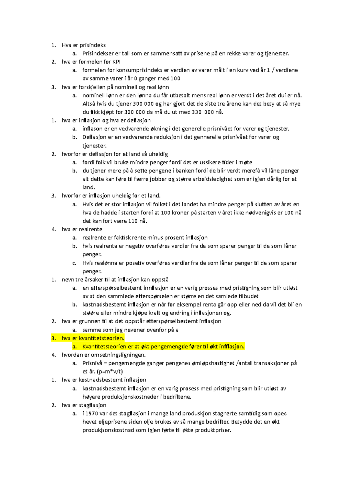 Generell begrepsliste - Hva er prisindeks a. Prisindekser er tall som er sammensatt av prisene ...