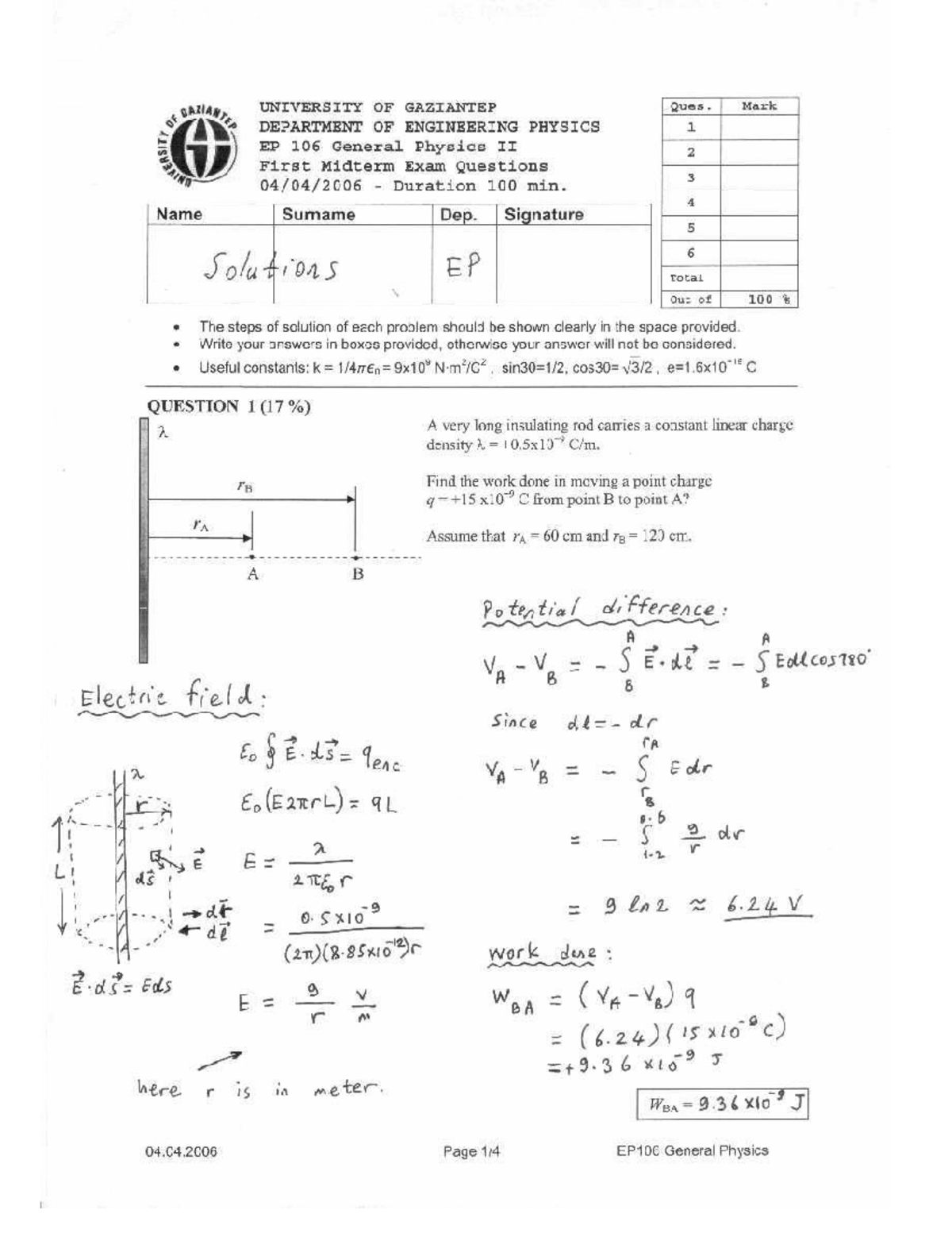 Ep106-2006-mt1 - ep 106 - Modern Physics - Studocu