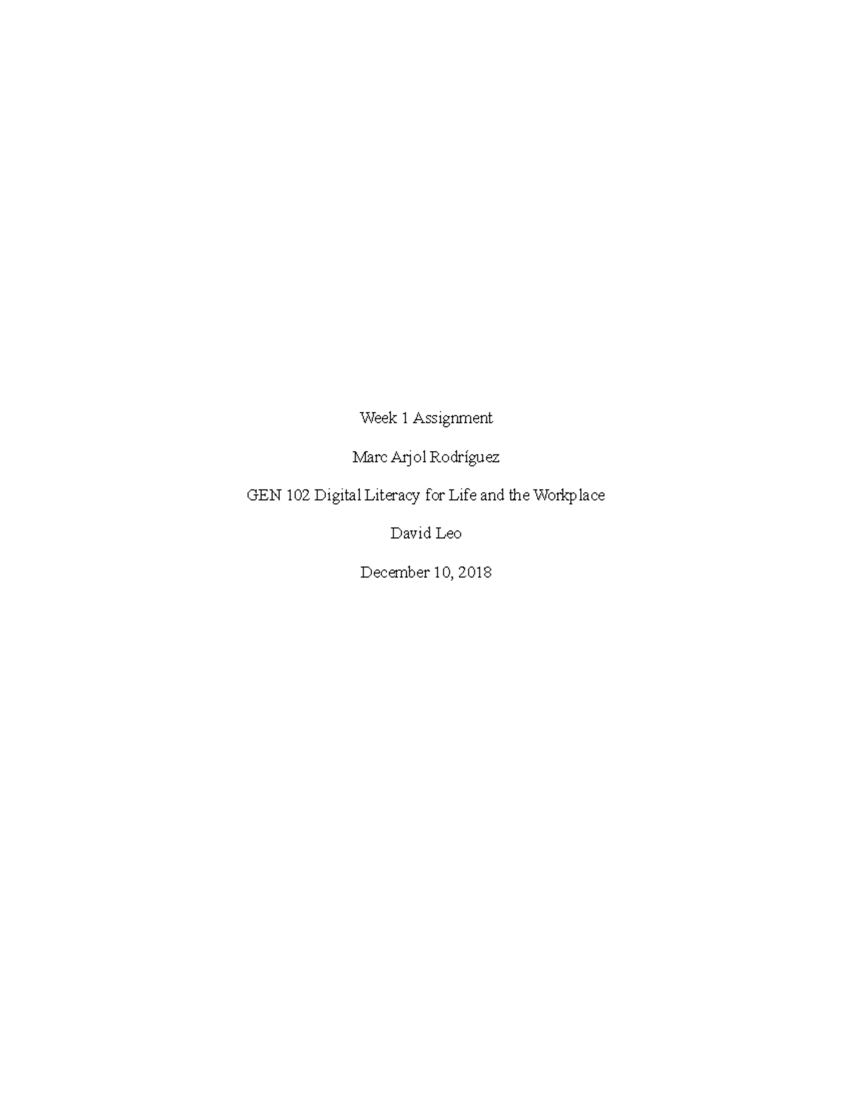Week 1 Assignment - Evolution of Technology - Week 1 Assignment Marc ...