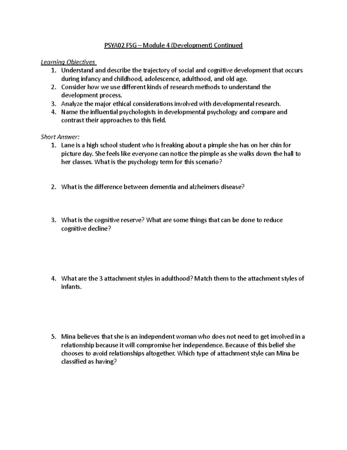PSYA02 FSG - Week 3 - Development - PSYA02 FSG – Module 4 (Development ...