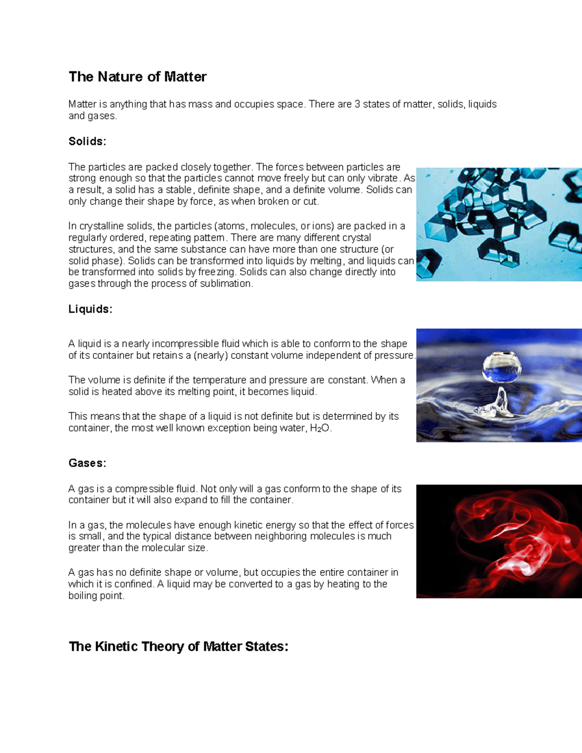 Chemistry Notes 2-1 - recommendable - The Nature of Matter Matter is ...