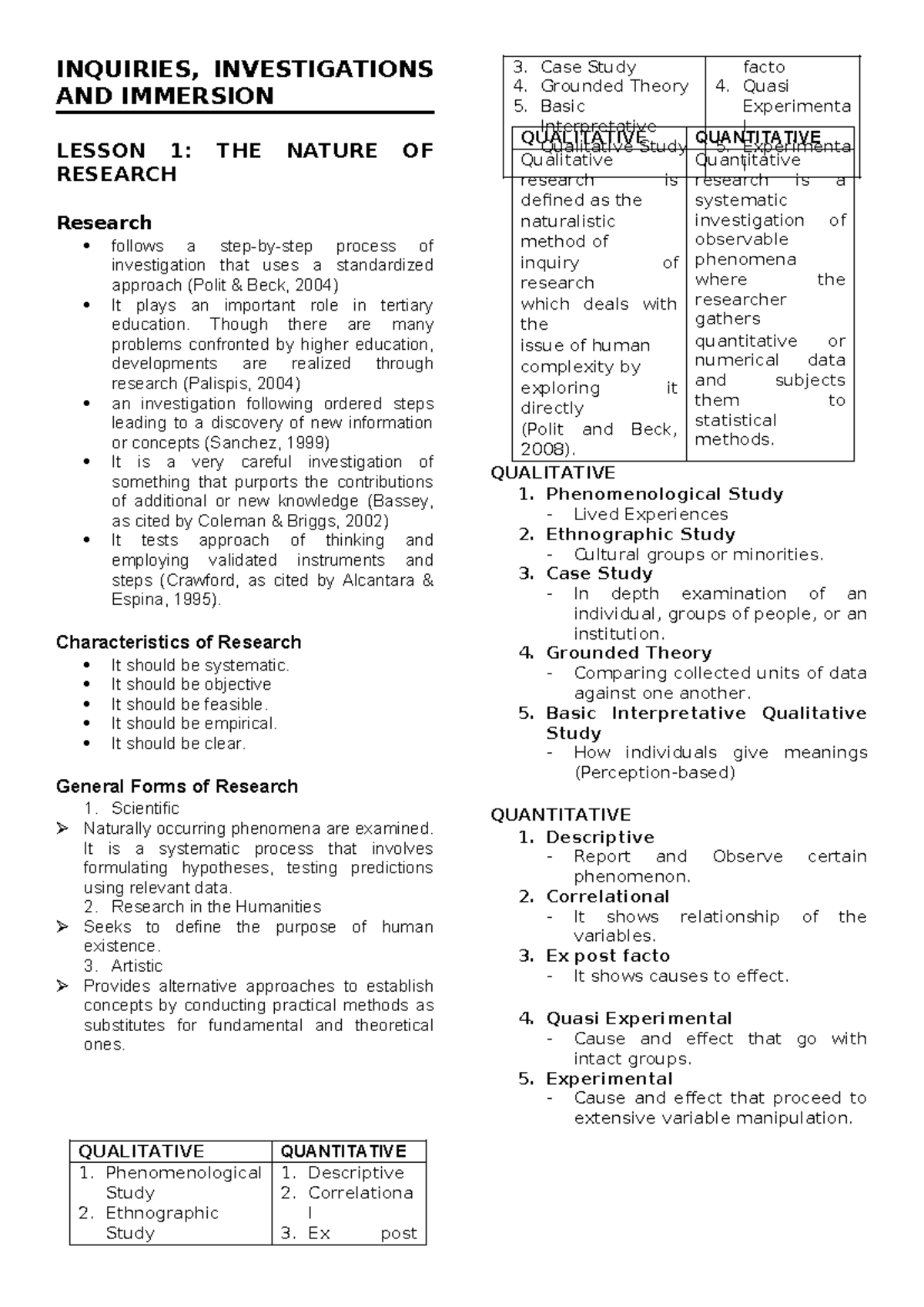 Q3-3is - Notes - INQUIRIES, INVESTIGATIONS AND IMMERSION LESSON 1: THE ...