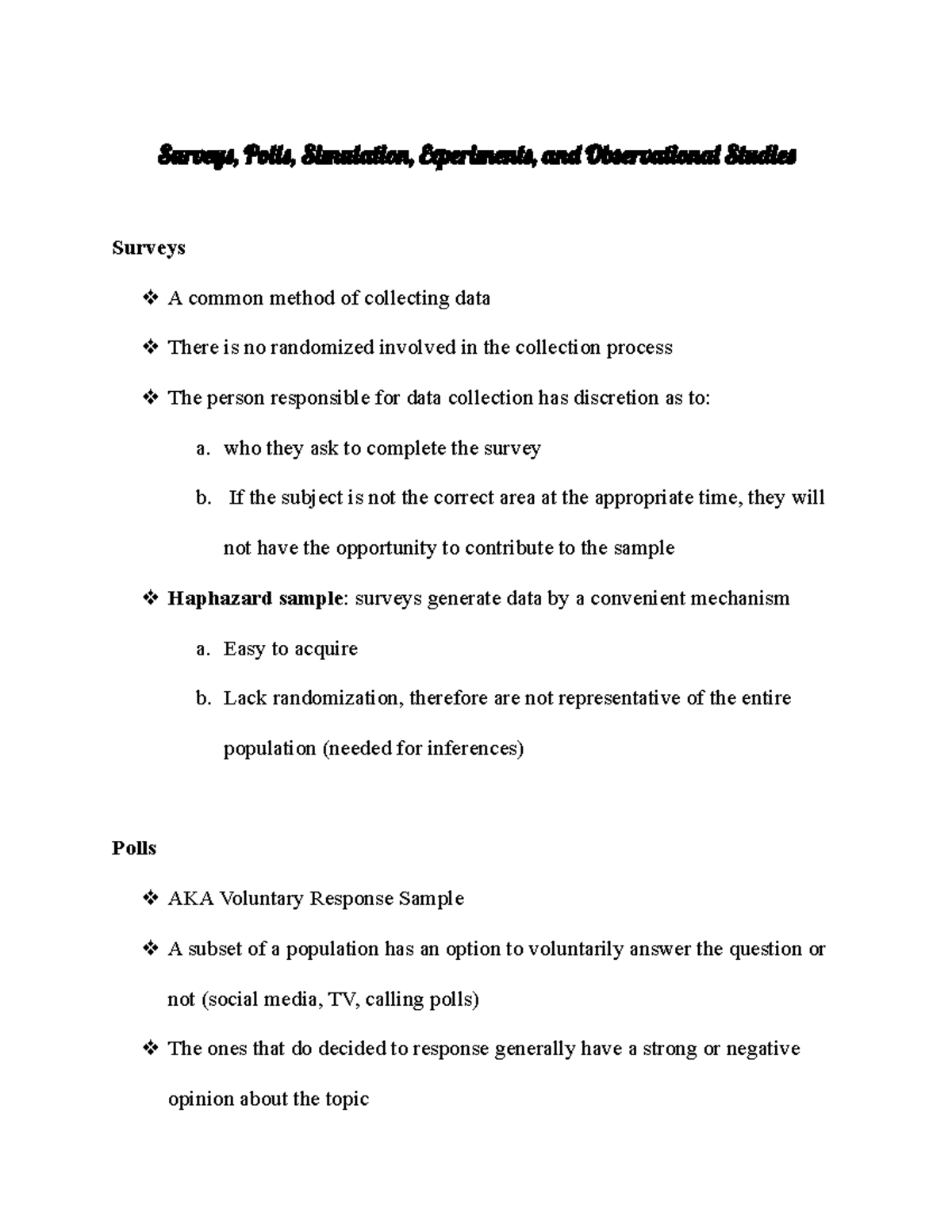 Basic Practice Of Statistics 210 Chapter 3 Notes Part 4 Survey Poll Simulatio Periment
