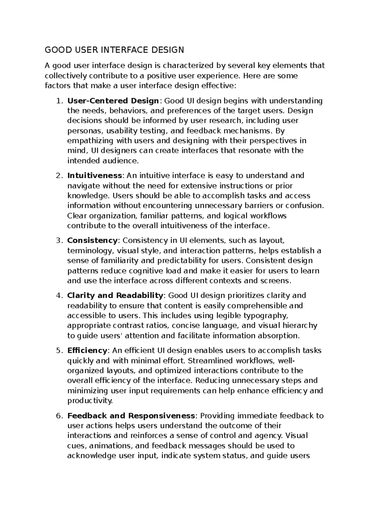 GOOD USER Interface Design - GOOD USER INTERFACE DESIGN A good user ...