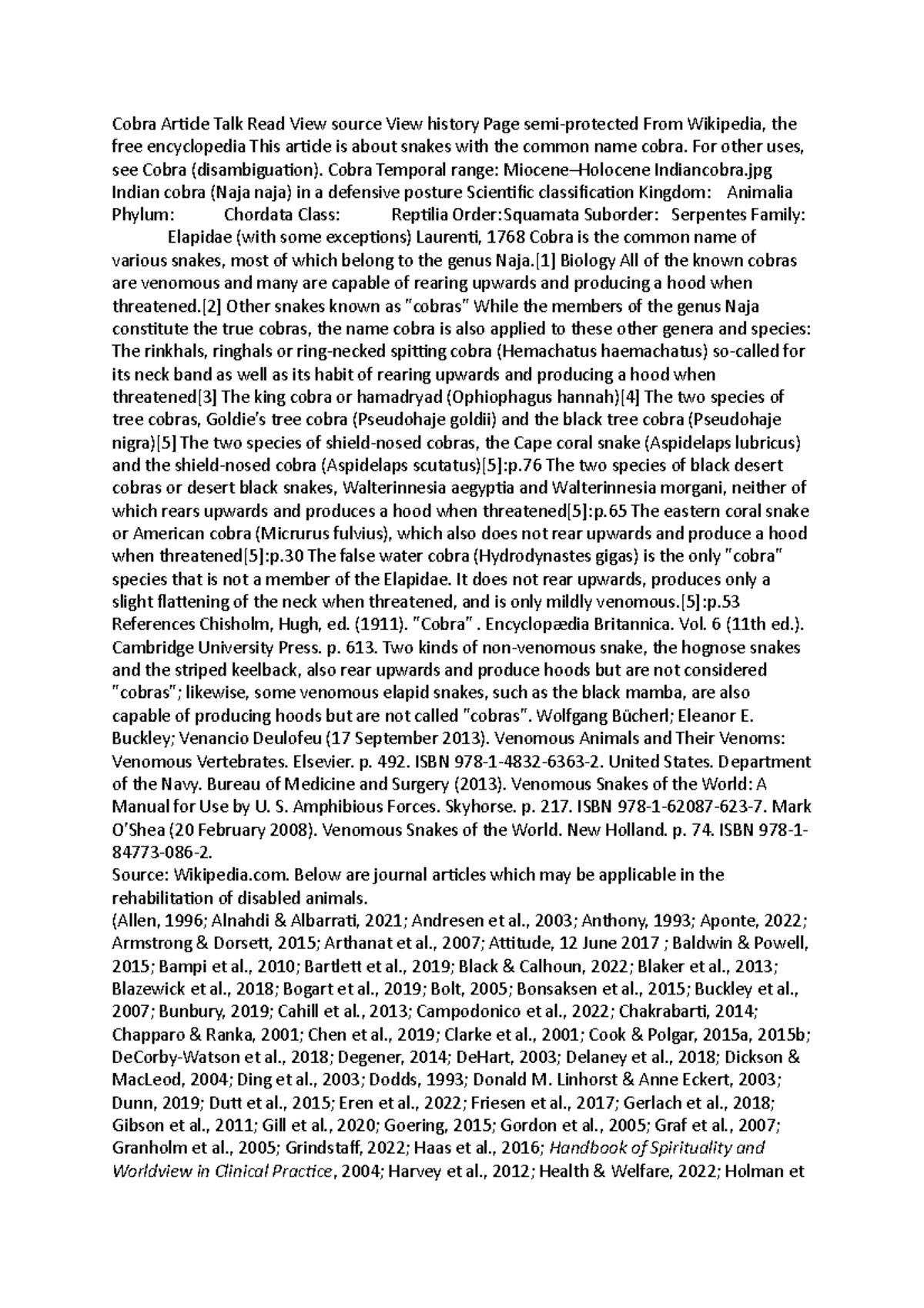 Cobara - Summary - Cobra Article Talk Read View source View history ...