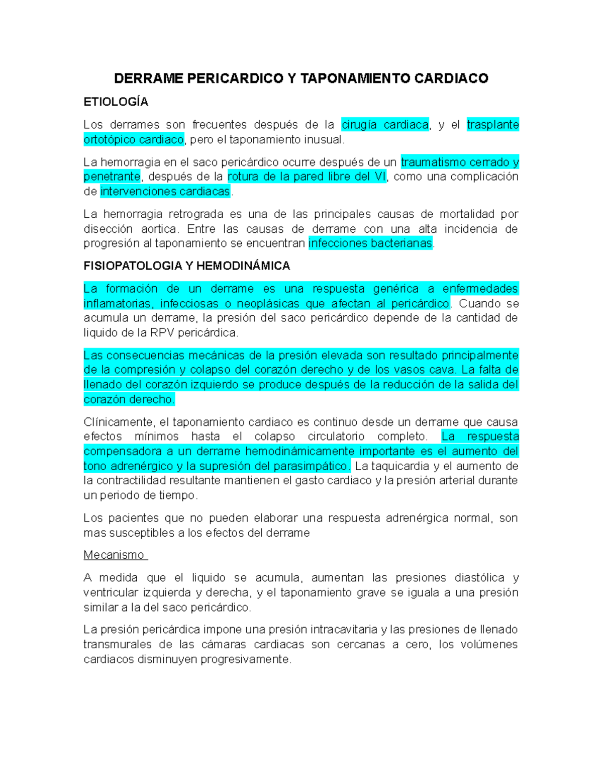 Derrame Pericardico Y Taponamiento Cardiaco - DERRAME PERICARDICO Y ...